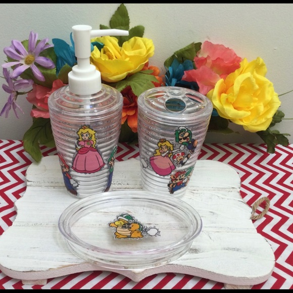 Bath | Princess Peach Soap Dispensersuper Mario Toothbrush Holder ...